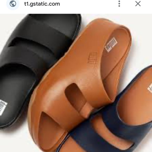 Fitflop | Shoes | New Fitflop Leather Shuv Two Bar Sandals In Light Tan ...